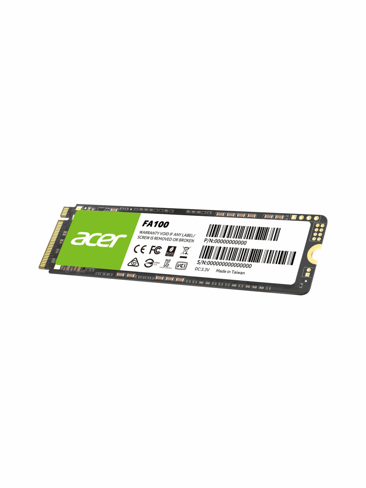 Acer FA100 /внутренний SSD, 1 Tb, M.2 2280, PCIe 3.0 x4, NVMe, черный/