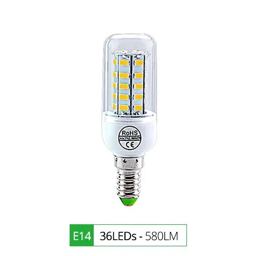 Светодиодная лампа кукуруза Epistar E27/E14 теплый белый 24/36/56/72Вт E14-36LEDs, Cold White