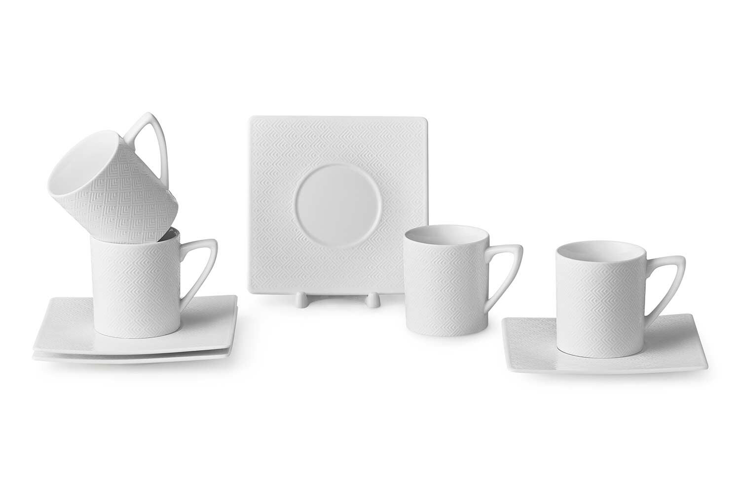 Набор чайных пар EVIO Tender, на 4 персоны, 8 предметов, фарфор, белый
