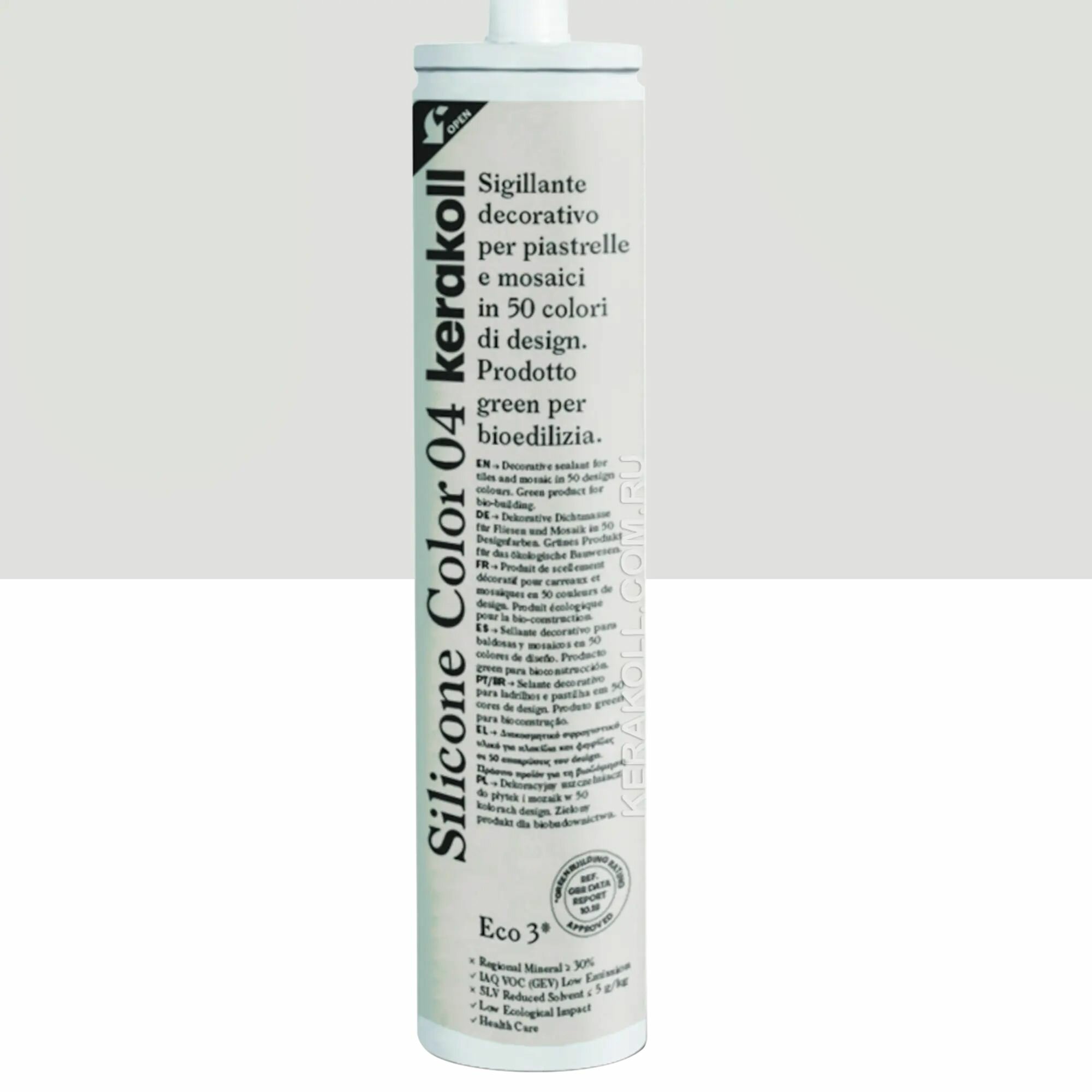 Герметик KERAKOLL SILICONE COLOR (50 цветов Design), Цвет 04 (Бело-серый) 310 мл.