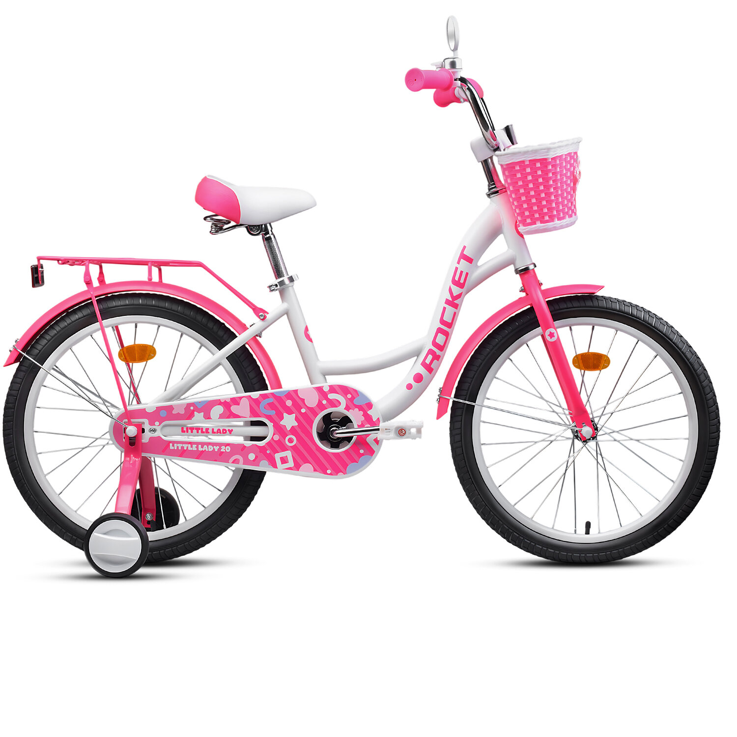 Велосипед 20" Rocket Little Lady, Детский двухколесный, для детей 6-8 лет, ростом от 120 до 135 см. цвет белый/розовый