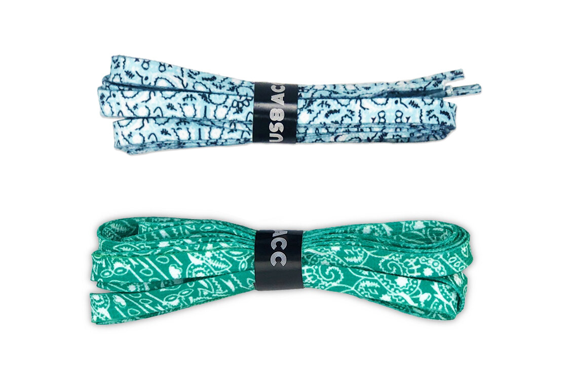 Шнурки унисекс US8ACC 5056322, Green Paisley Shoelace*1 Pack+Sky Blue Paisley Shoelace*1 Pair, 140CM