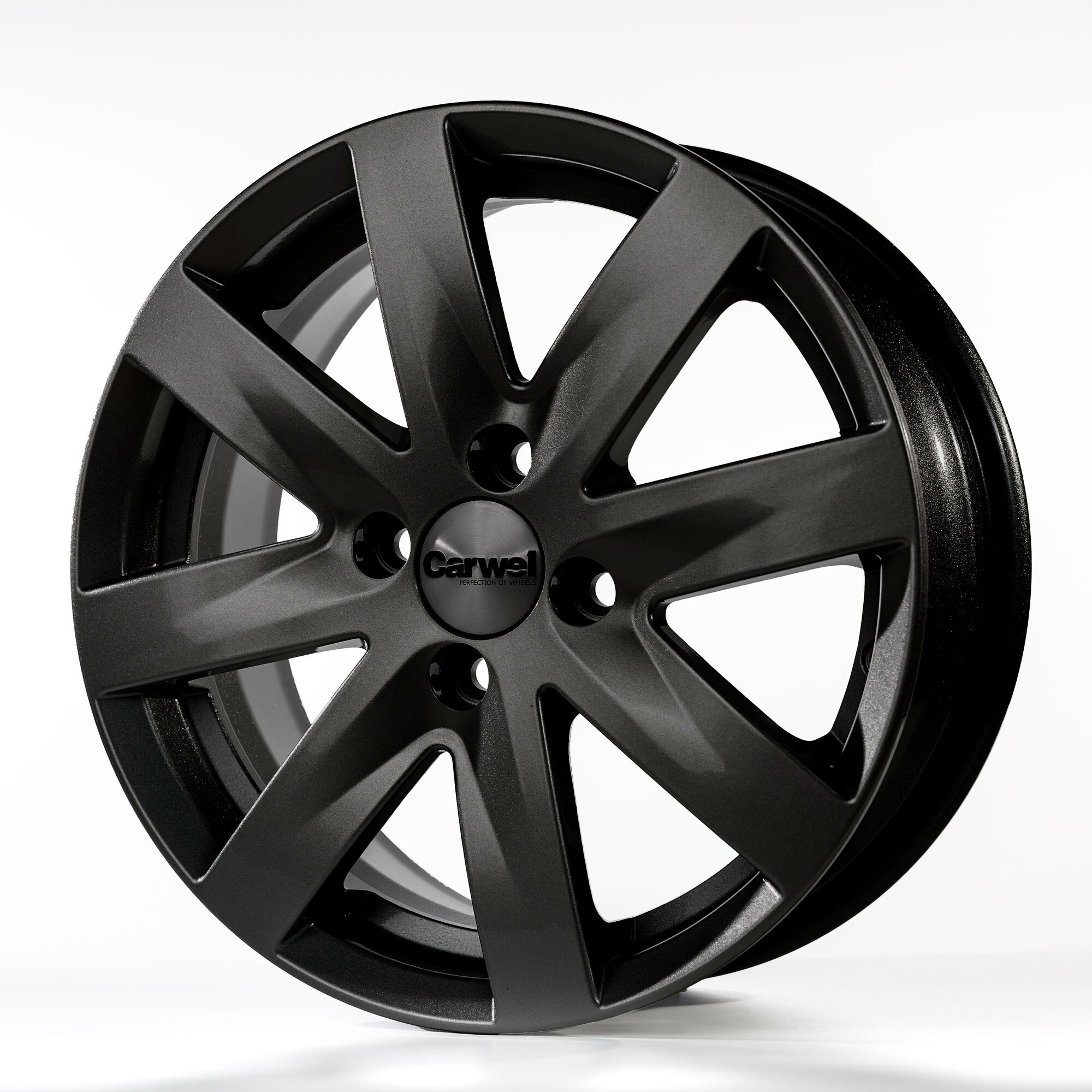 Диск автомобильный литой Carwel Волго 208 15x6 4x100 et40 dia60.1 Чёрный глянцевый
