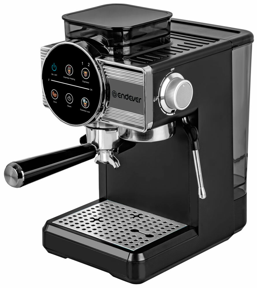 Кофеварка рожковая Endever Costa-1093, черная/стальной