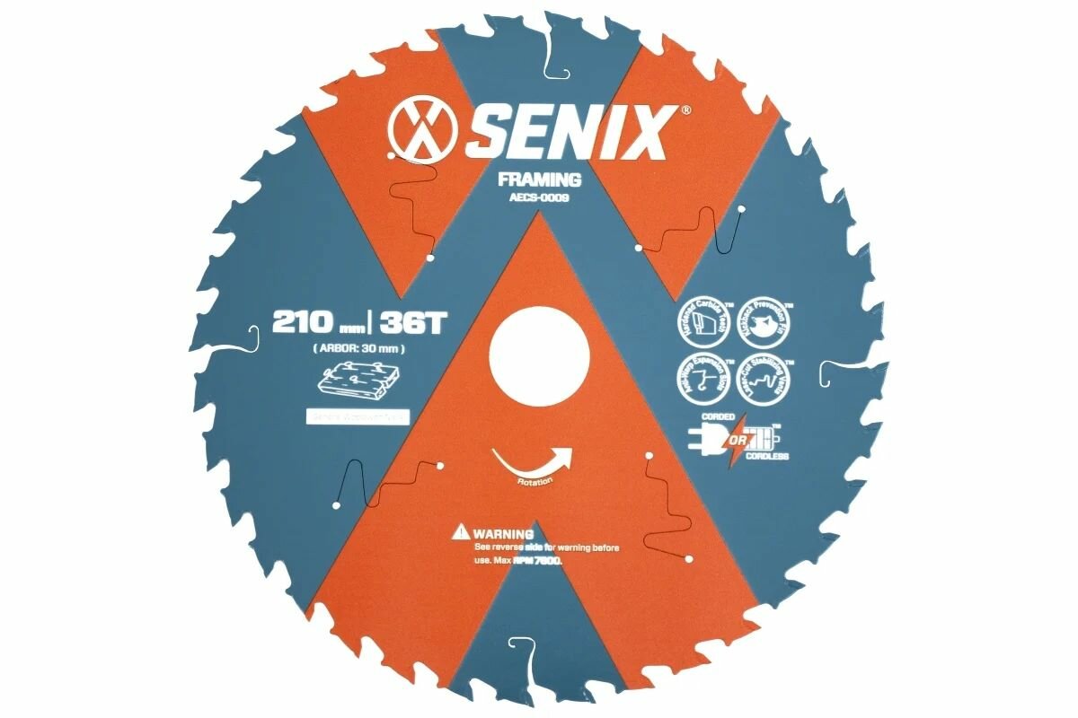Диск пильный по дереву 210х30 мм, 36Т SENIX AECS-0009