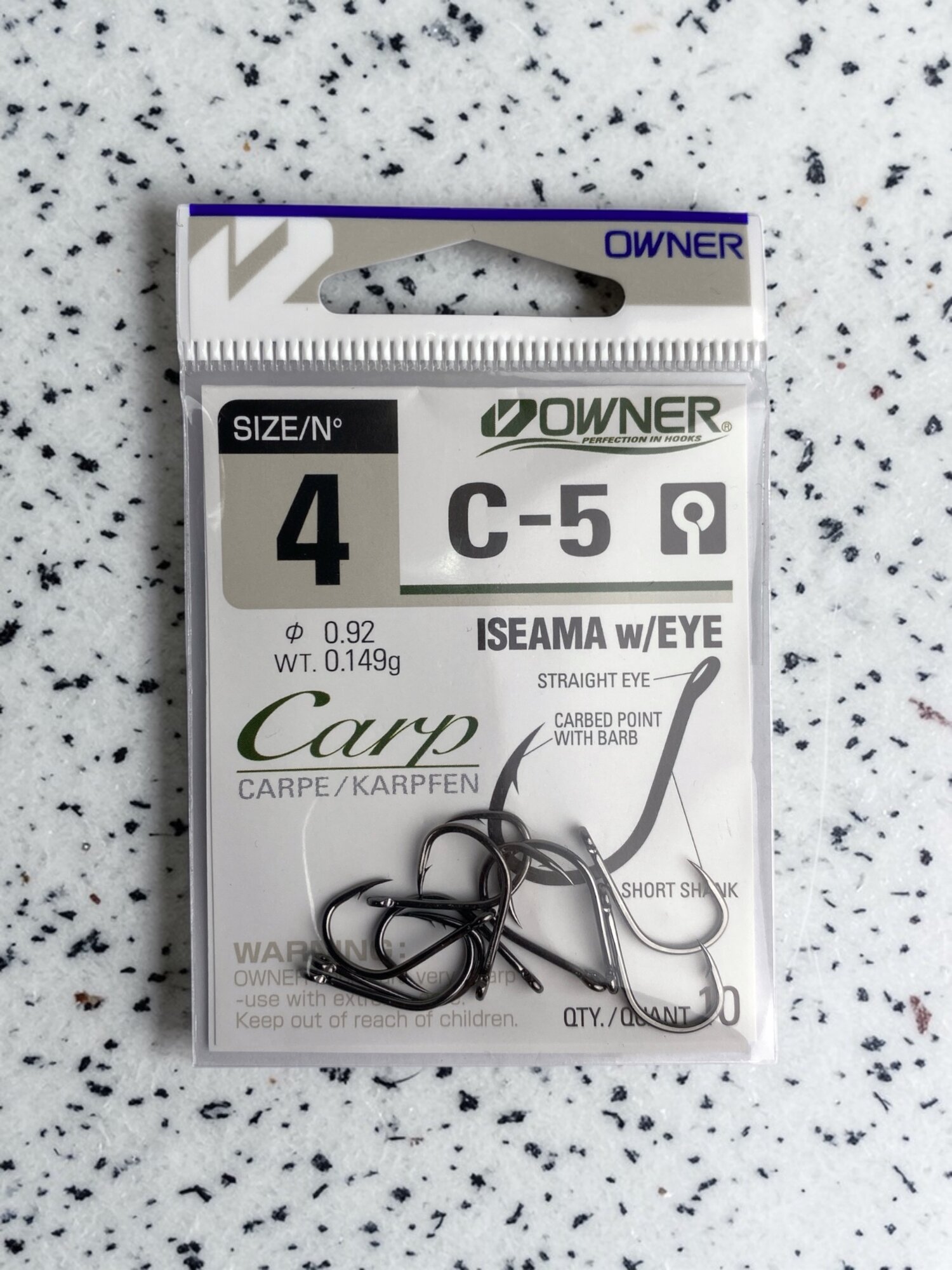 Крючок рыболовный Owner Iseama w/eye С-5 №4 0,92 мм, набор 10 шт.