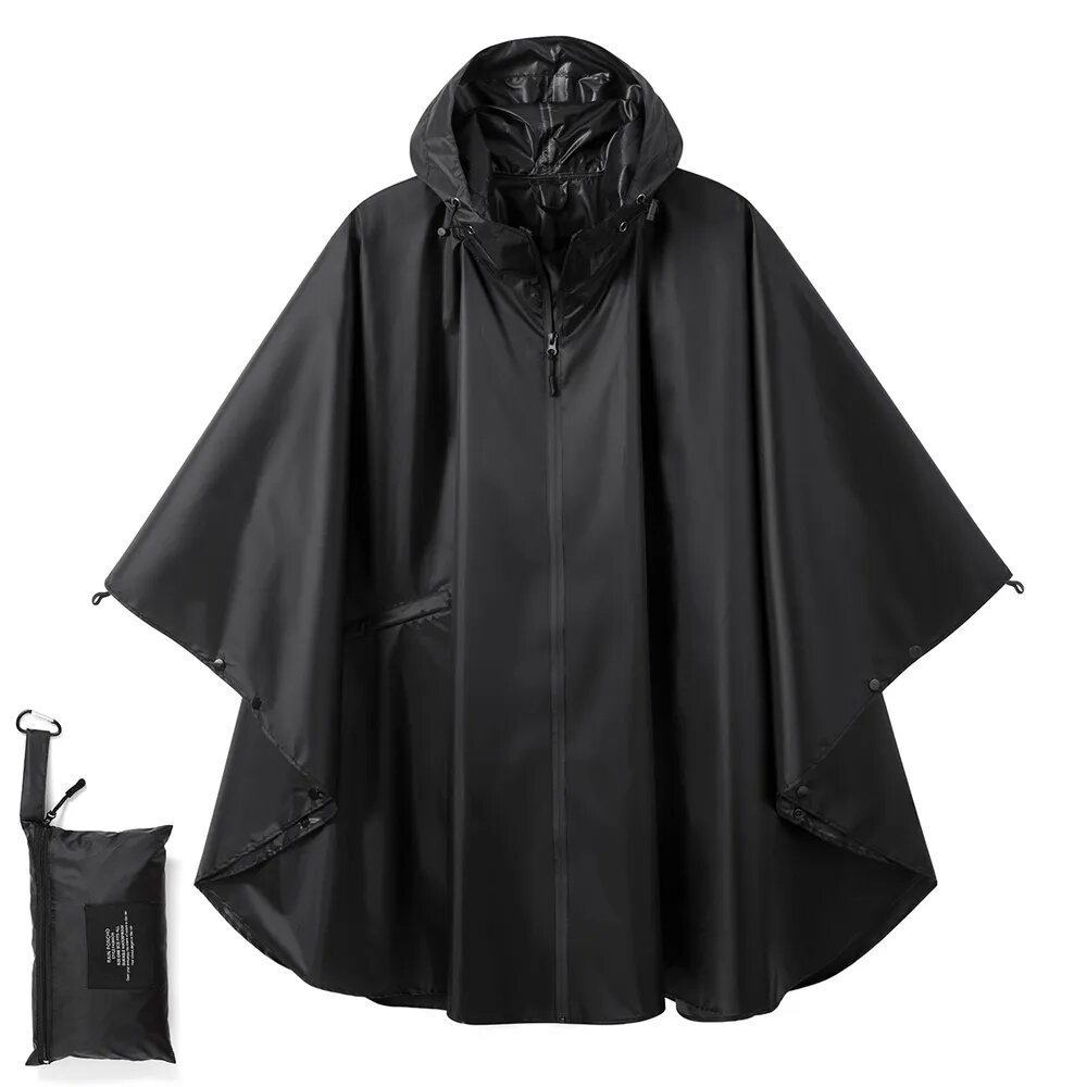 Модное дождевик-пончо с капюшоном, непромокаемая куртка-дождевик для женщин/мужчин, черная, универсальный размер