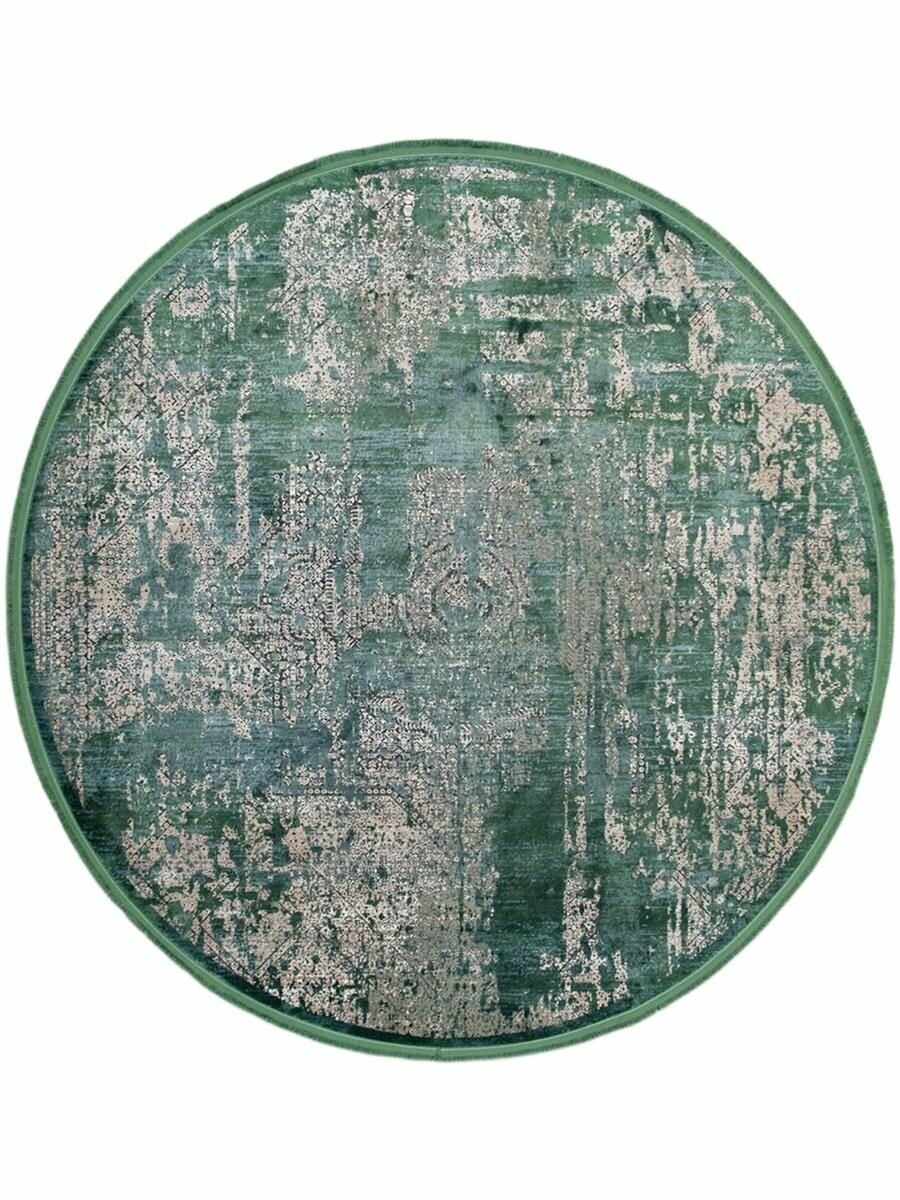 Ковер премиальный иранский высокоплотный, круглый 2 на 2 м, на пол в спальню, гостиную, 100% хлопок, эвкалиптовый шелк, круг размер 200х200 см