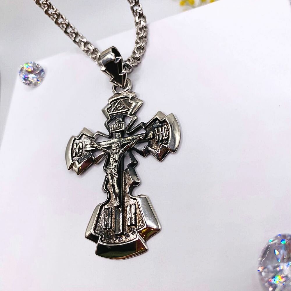 Крестик, серебро, 925 проба, чернение