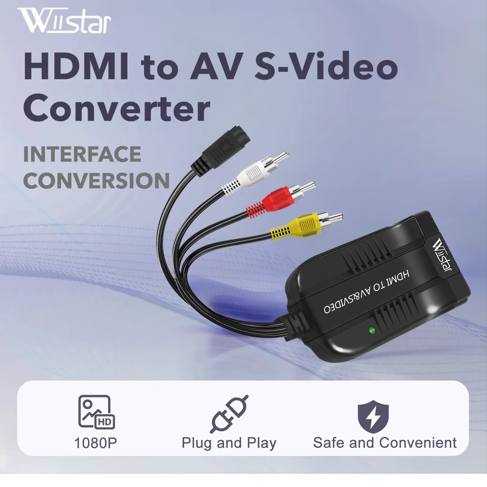 Wiistar HDMI to AV конвертер 1080P, add s video cable