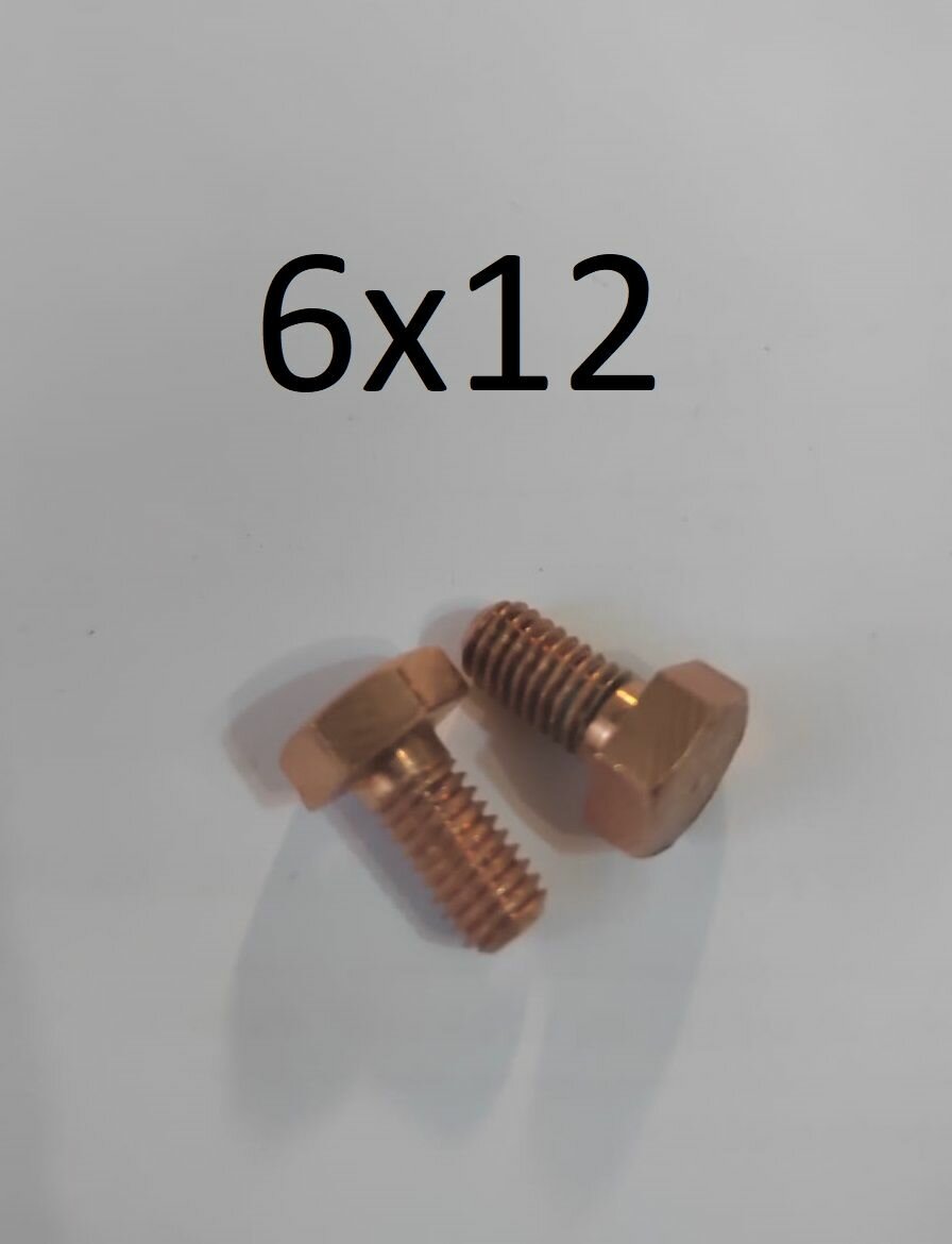 Болт медный 6x12 2шт (чистая медь) din 933