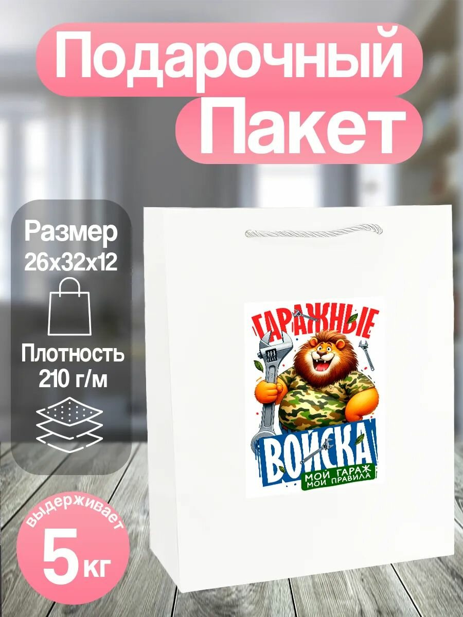 Пакет подарочный на 23 февраля, упаковка для подарка, 26х31 см