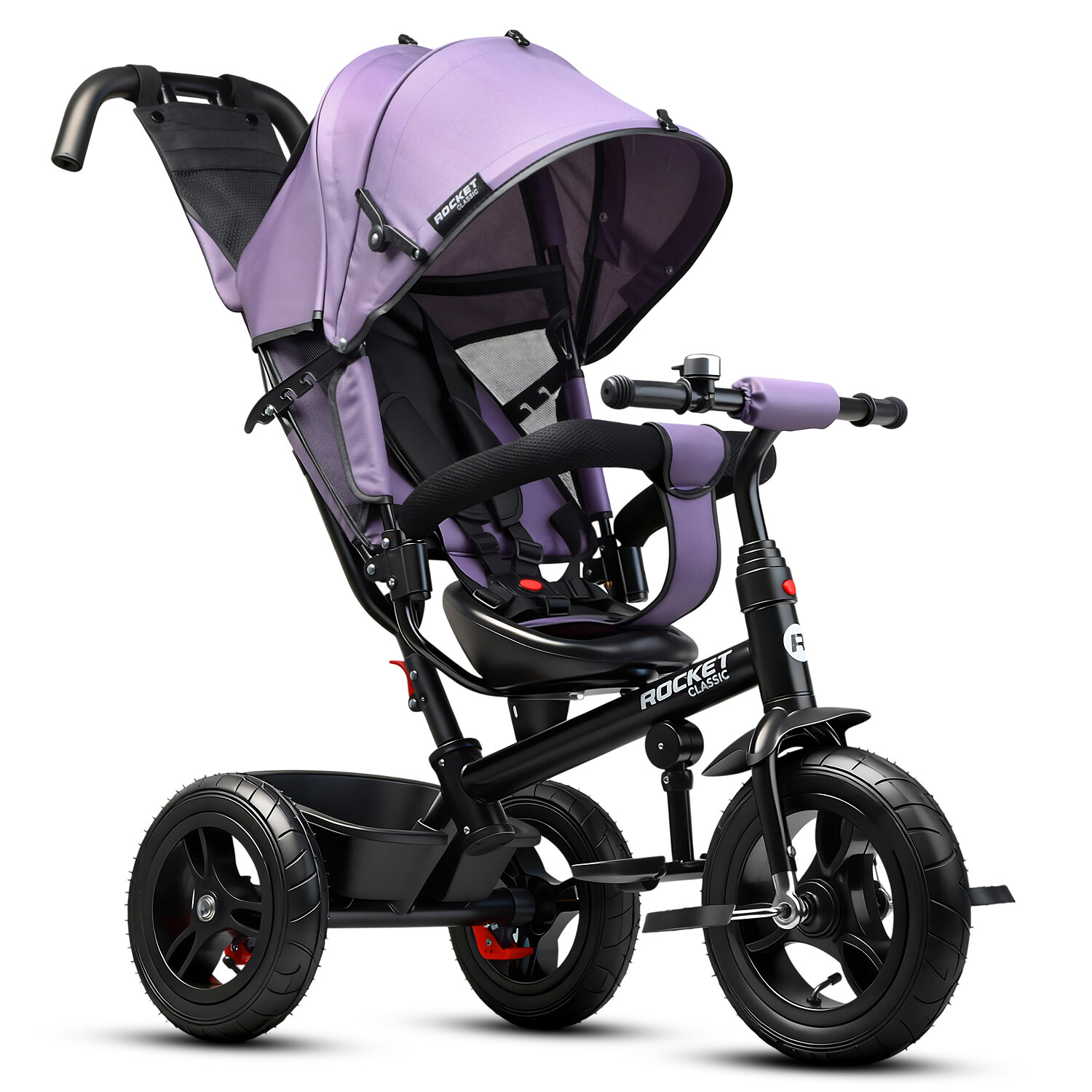 Велосипед трехколесный Rocket 137-LI, колеса надувные 12"/10", цвет сиреневый