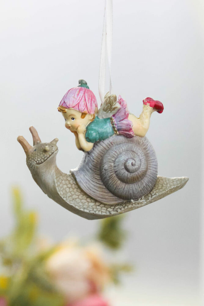 Елочная игрушка эльф на улитке, полистоун, 8 см, Goodwill D45444-1