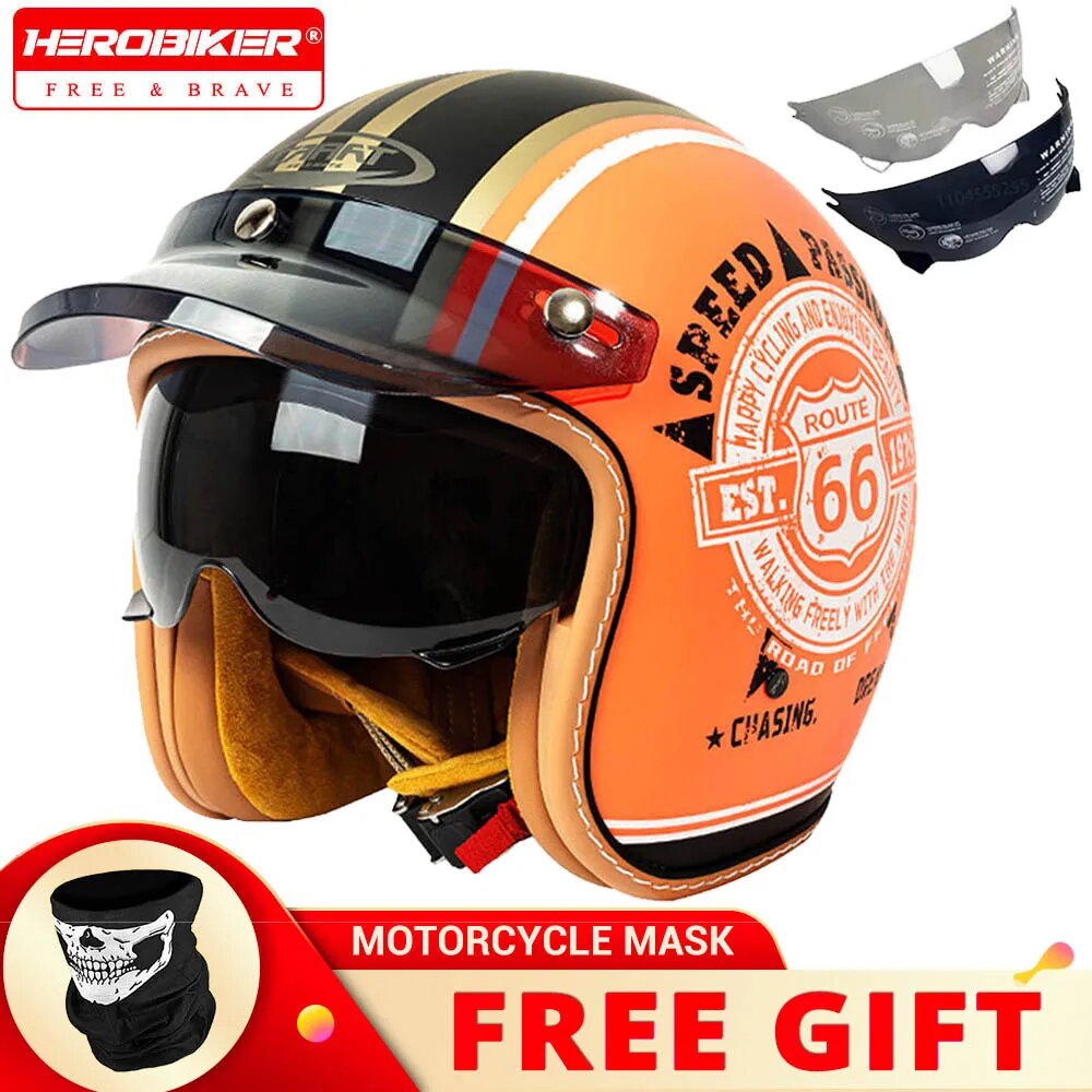 Ретро мотоциклетный шлем, мотоциклетные шлемы 3/4 с открытым лицом, DOT-сертификация, L, C500-A