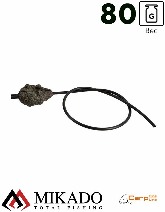 Грузило карповое сменное Mikado скользящее с антизакручивателем. плоское (тёмно-зелёный) 24G 80 г.