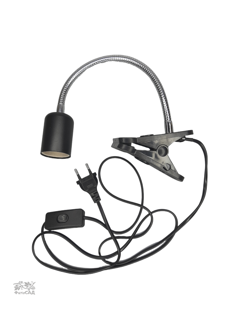 Светильник на прищепке с керамическим патроном Е27, черный.