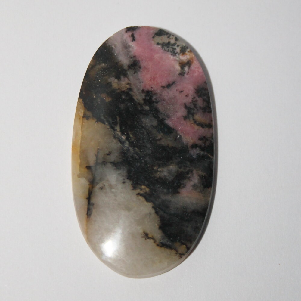 Родонит кабошон, натуральный камень, 40х22х3 мм, Урал, «True Stones»