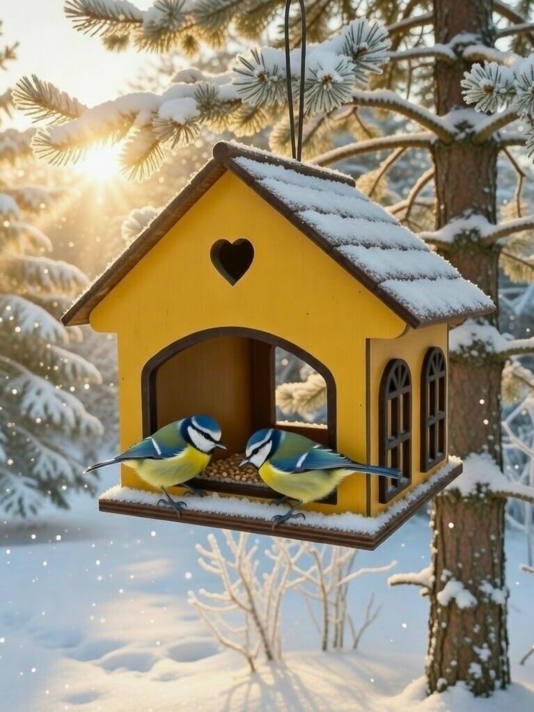 Кормушка для птиц PinePeak / деревянный скворечник для птиц подвесной для дачи и сада, 220х210х170мм