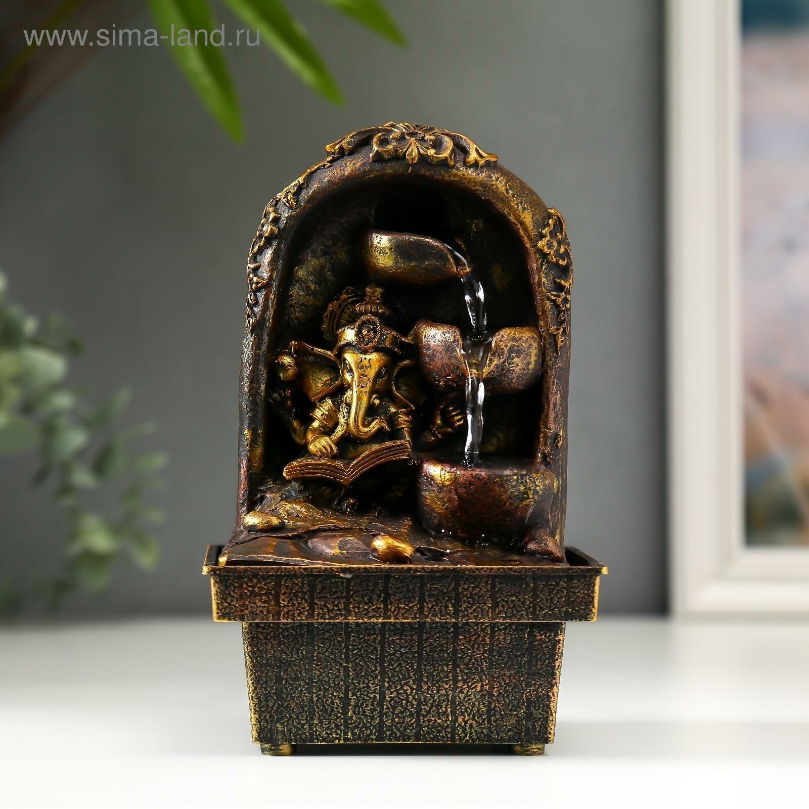 Фонтан настольный «Ганеша с книгой у водопада», от сети, 20×12.5×12.5 см