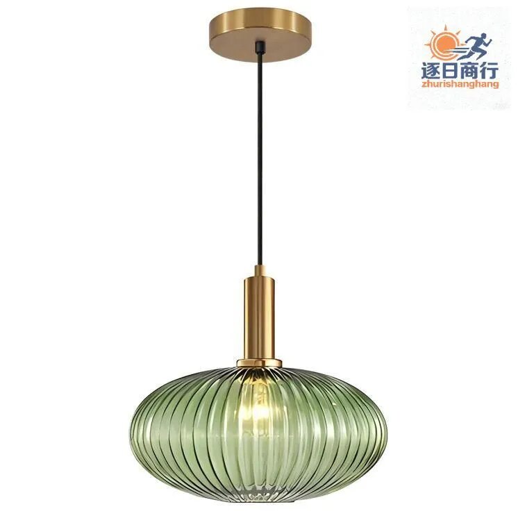 Подвесная люстра зеленого цвета со стеклянным плафоном, цоколь E27, 60 Вт, диаметр 30 см