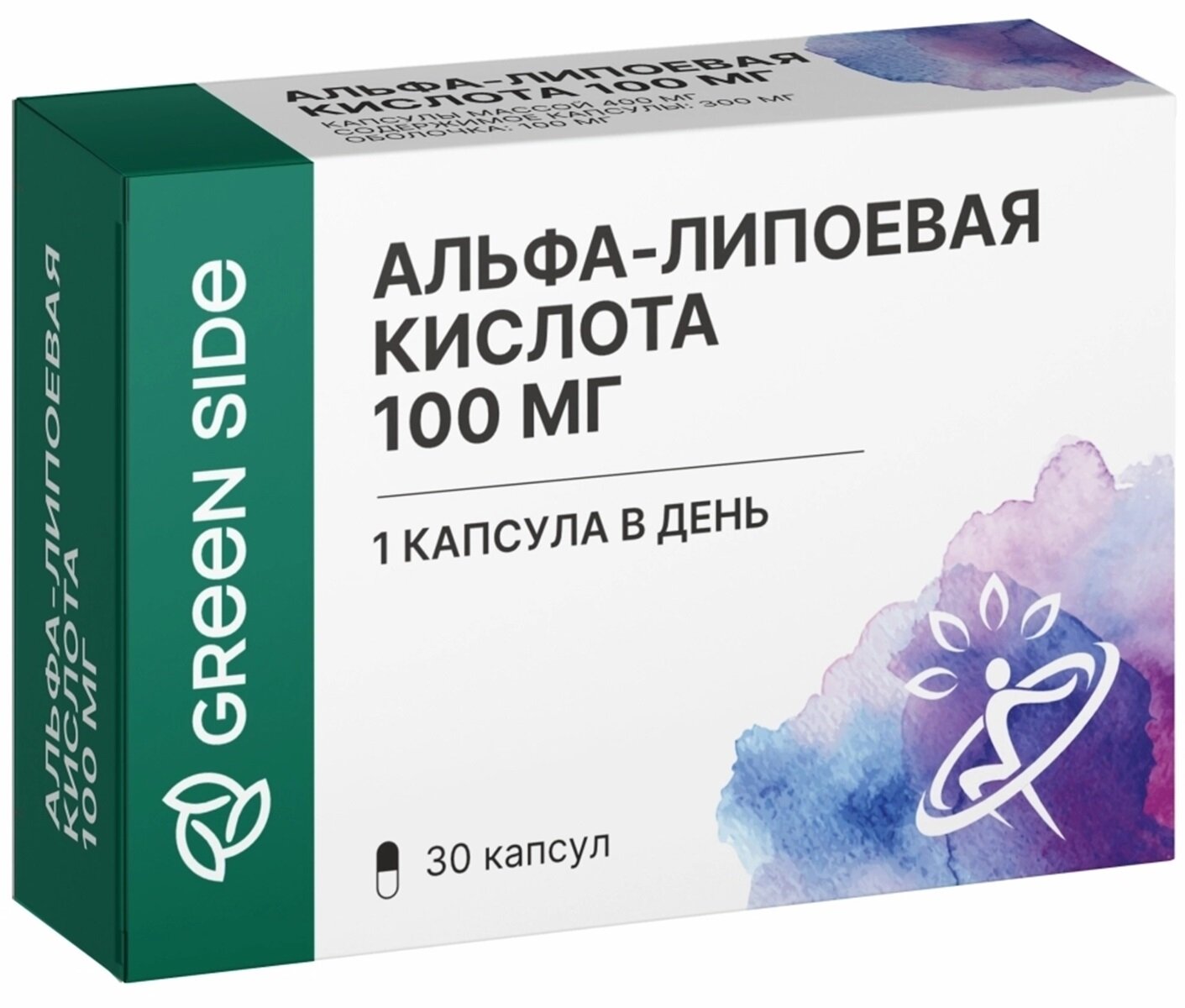 БАД Green Side "Альфа-липоевая кислота", капсулы, 100мг, 30шт