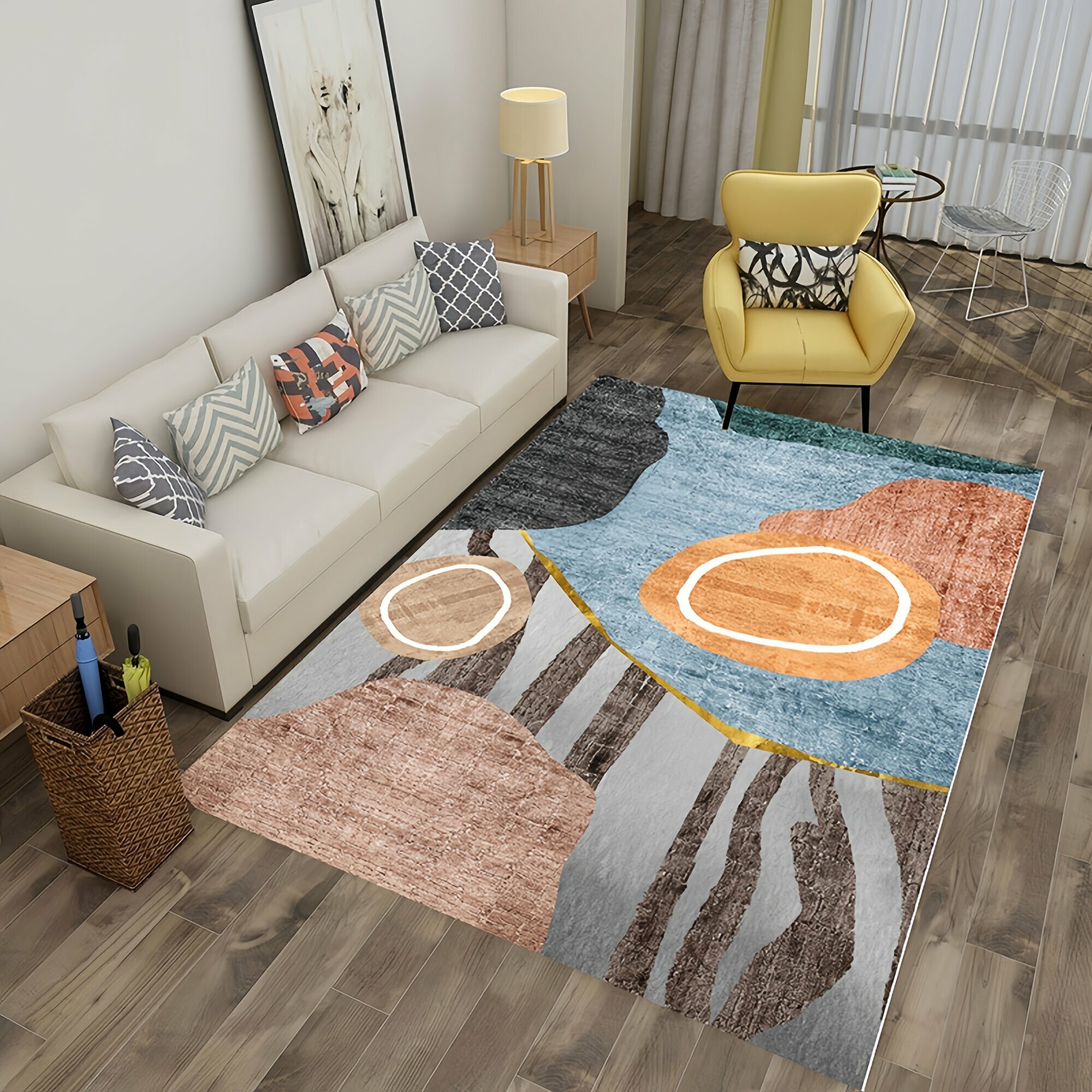 Современный ковер для гостиной в скандинавском геометрическом абстрактном стиле, 1,2m*1.6m