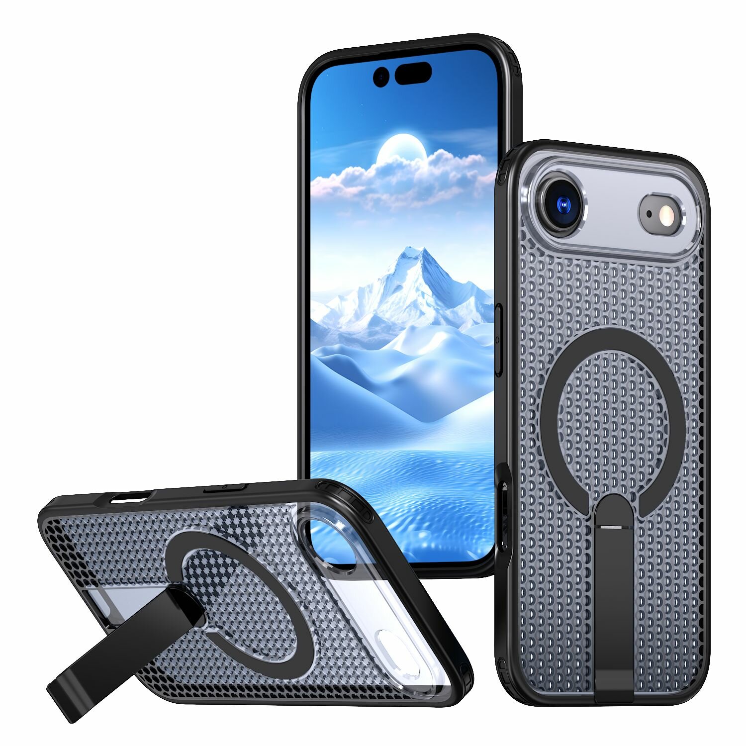 Прозрачный чехол Mesh Pro Magnetic Case для iPhone 17 Air черный
