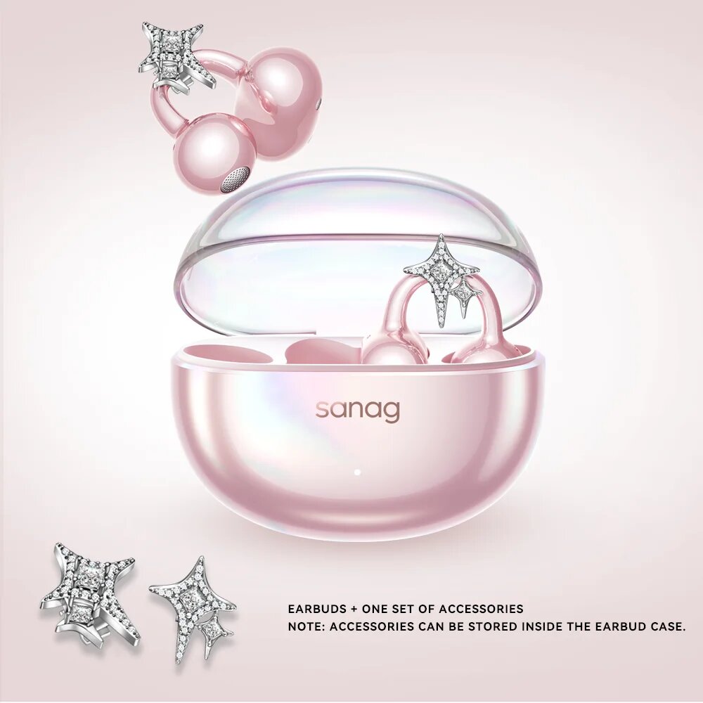 Sanag S6S Nova розовые беспроводные наушники-серьги Stardust Pink