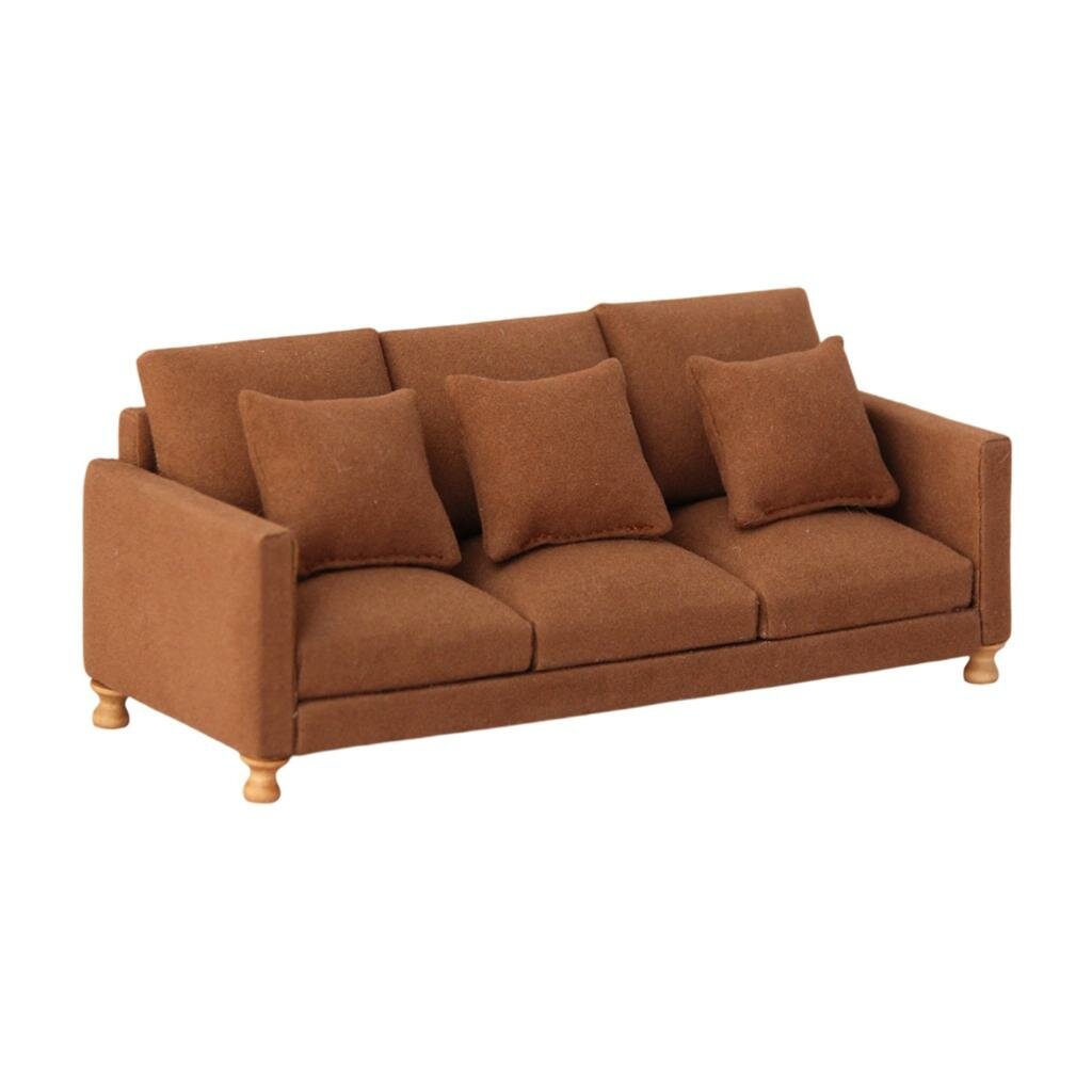 Миниатюрный диван для кукольного домика, Кофейный цвет