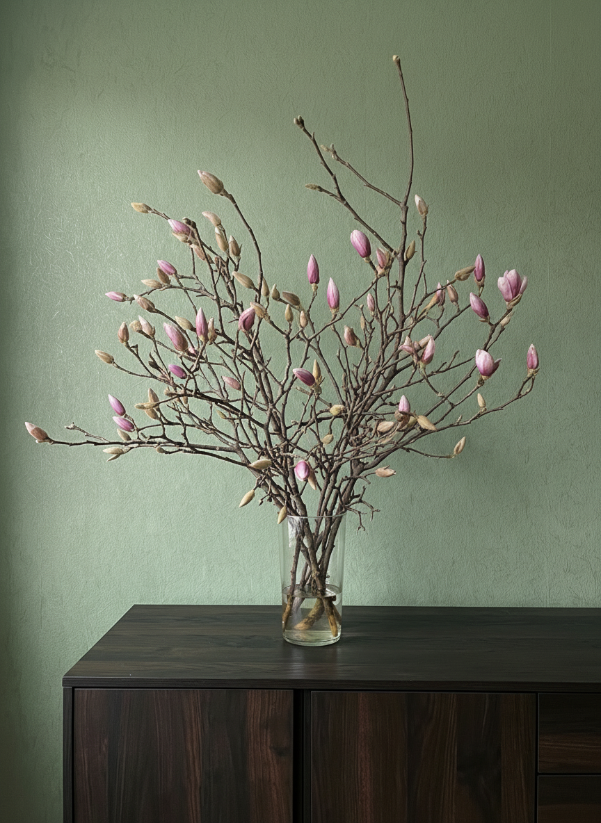 Магнолия ветка живая 5 шт — цветущая магнолия, премиум, доставка по Москве