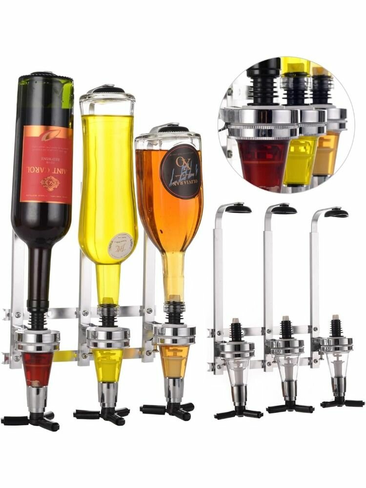 Настенный барный дозатор для напитков на 2 бутылки, алюминиевый сплав, по 30 мл, диспенсер для алкоголя, сока и коктейлей, для домашнего бара