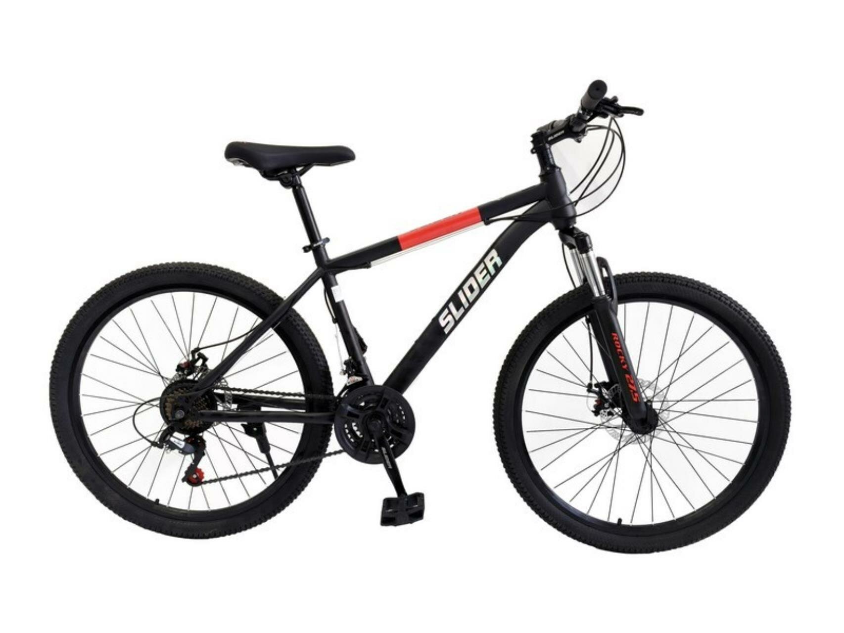 Велосипед 2-х колесный Slider Rocky, 27,5 дюймов, 21 скорость, дисковый тормоз, вилка с амортизатором, цвет черный