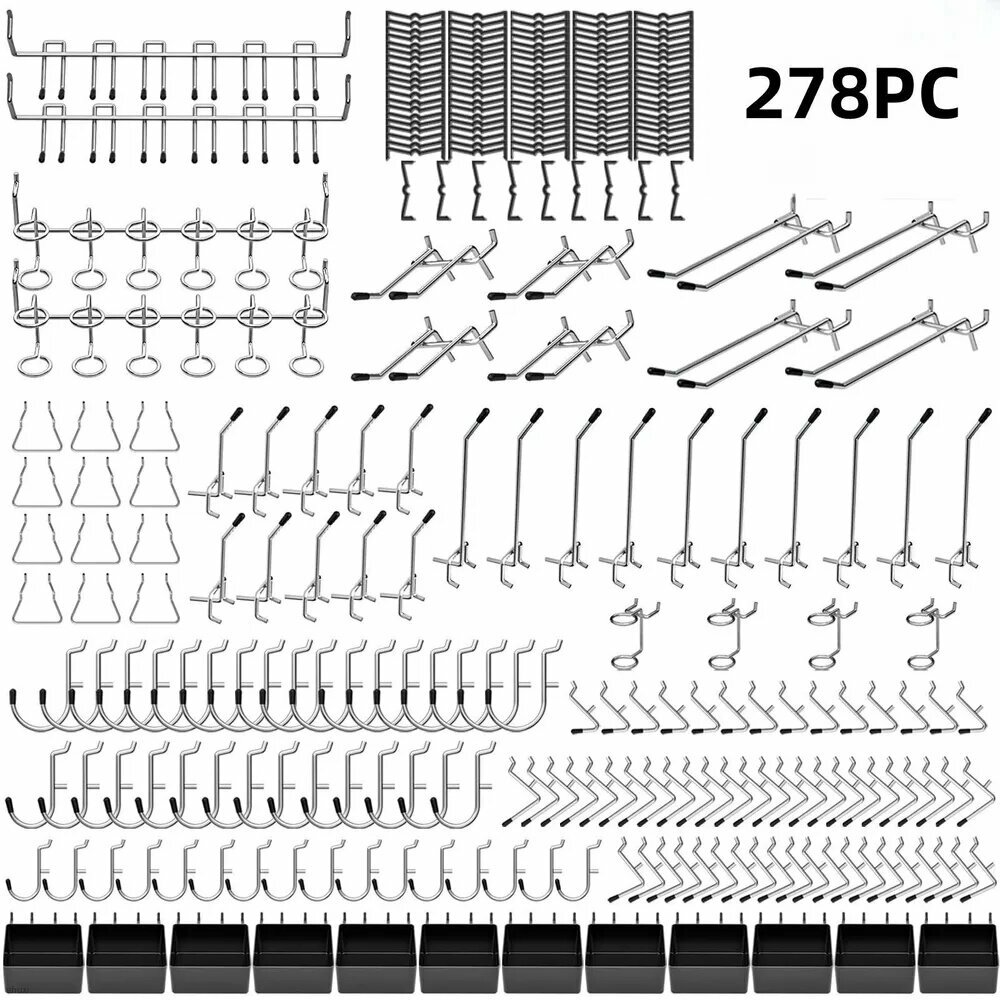 278 шт, металлические крючки для перфорированной панели, органайзер, набор, подвесные замки