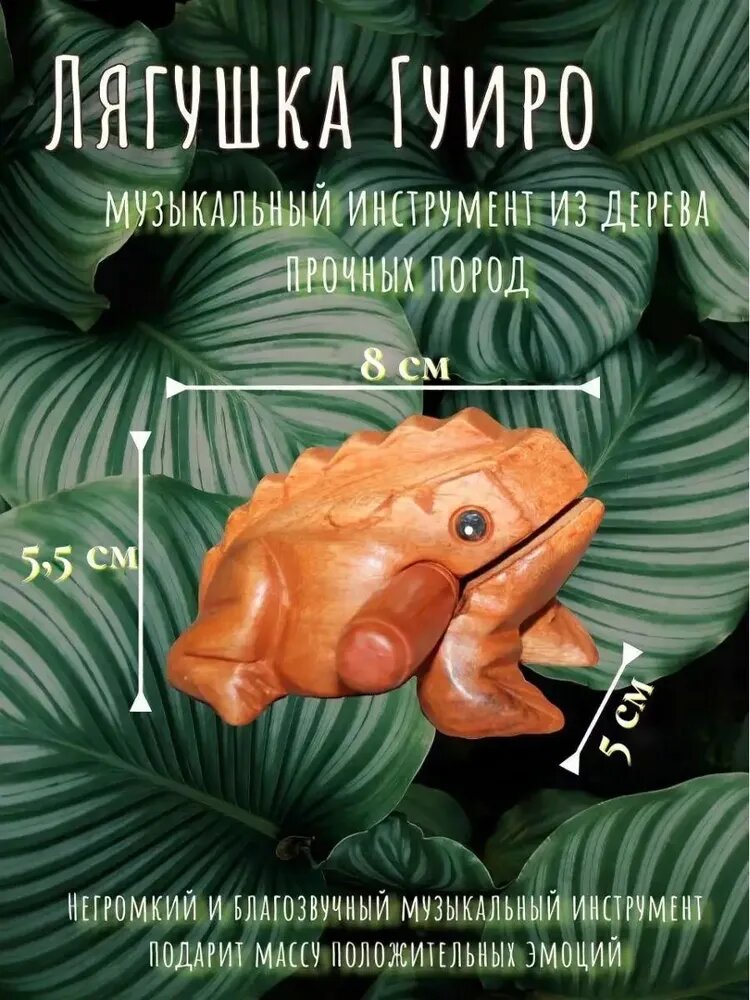 Лягушка Гуиро музыкальный инструмент из дерева прочных пород 8х5.5х5 см коричневого цвета для взрослых