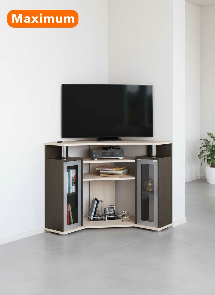 Угловая ТВ-тумба "Элегант", венге/дуб молочный, 80х77х25 см.