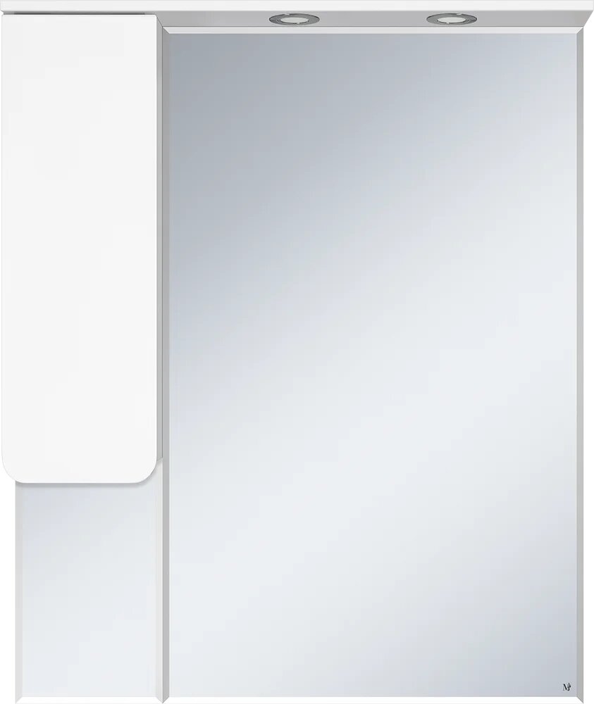 Зеркало Misty Чегет 85 L со светодиодной подсветкой, с полкой, со шкафчиком, 82, 5 см, с розеткой, белое