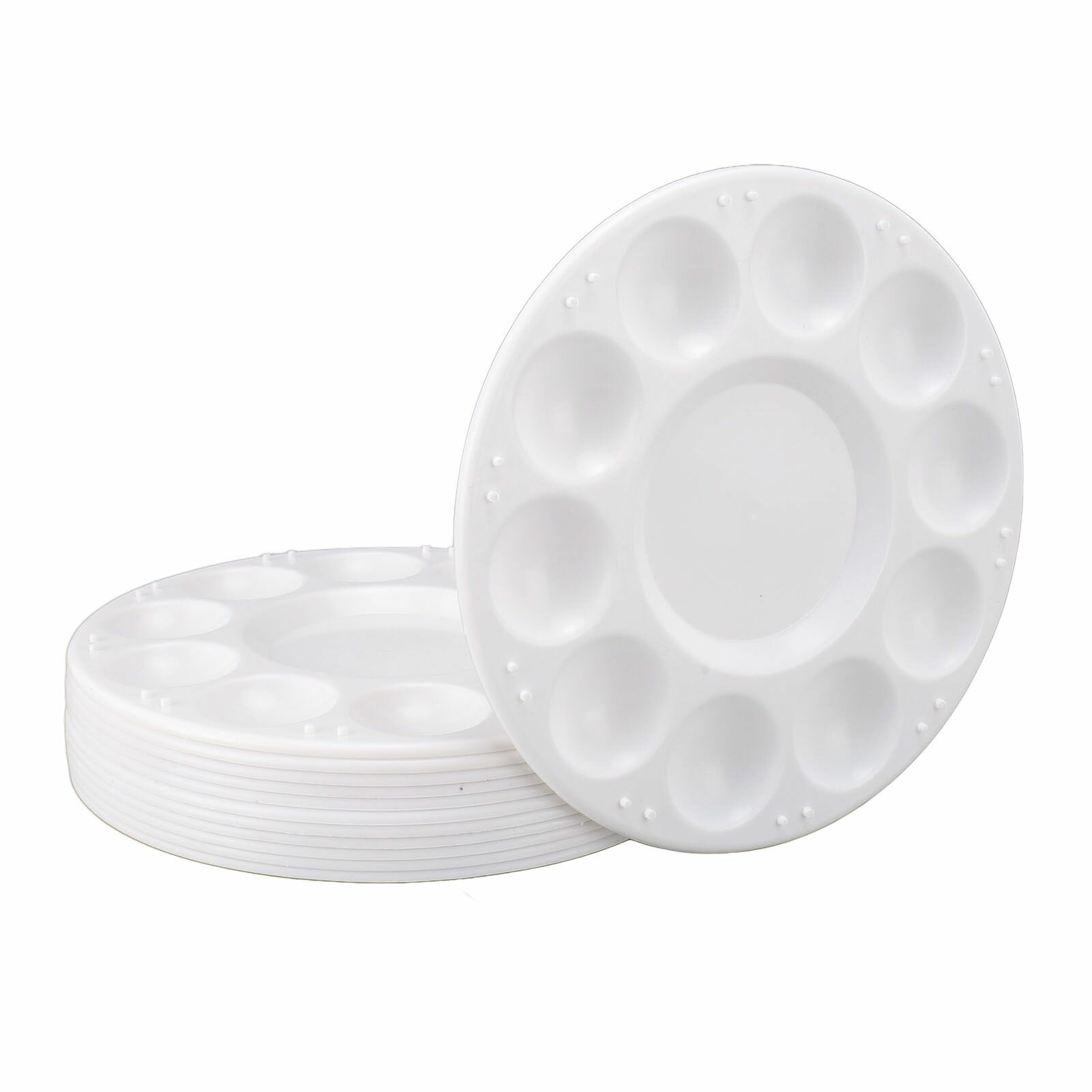 12 круглых палитр для краски с 10 лунками, пластиковые, для детей/студентов