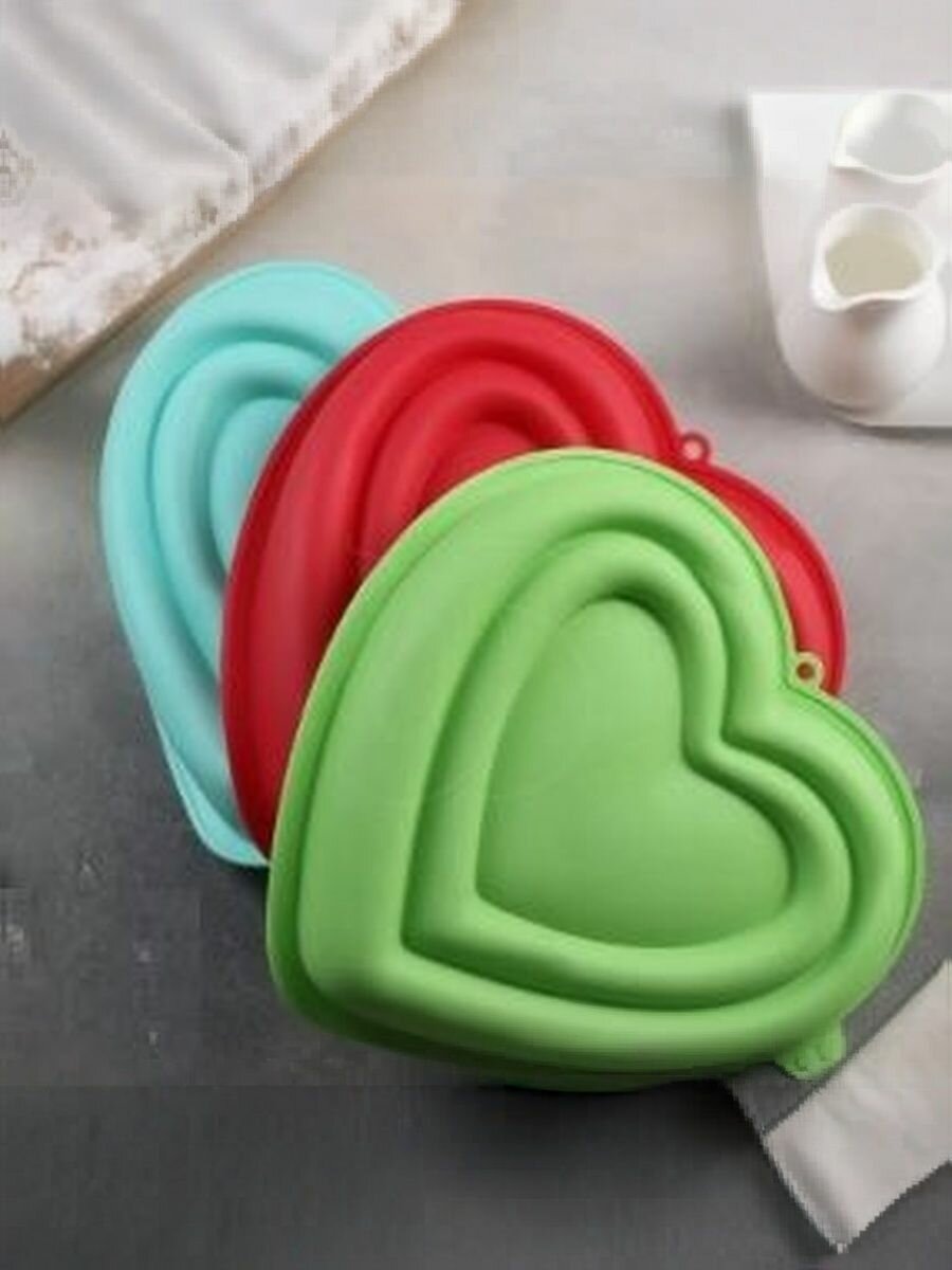 Форма для выпечки "Сердце", силикон, размер 22*20см, h-5см