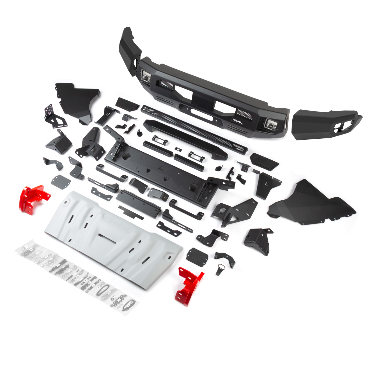 Бампер RIVAL, для Toyota Land Cruiser Prado 250, передний, алюминиевый, черный