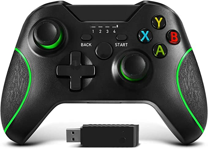 Беспроводной контроллер для Xbox One Zamia Gamepad 2.4 GHZ, совместимый с Xbox One/One S/One X/One Series X/S/Elite/PC Windows 7/8/10 с встроенной двойной вибрацией (черный)