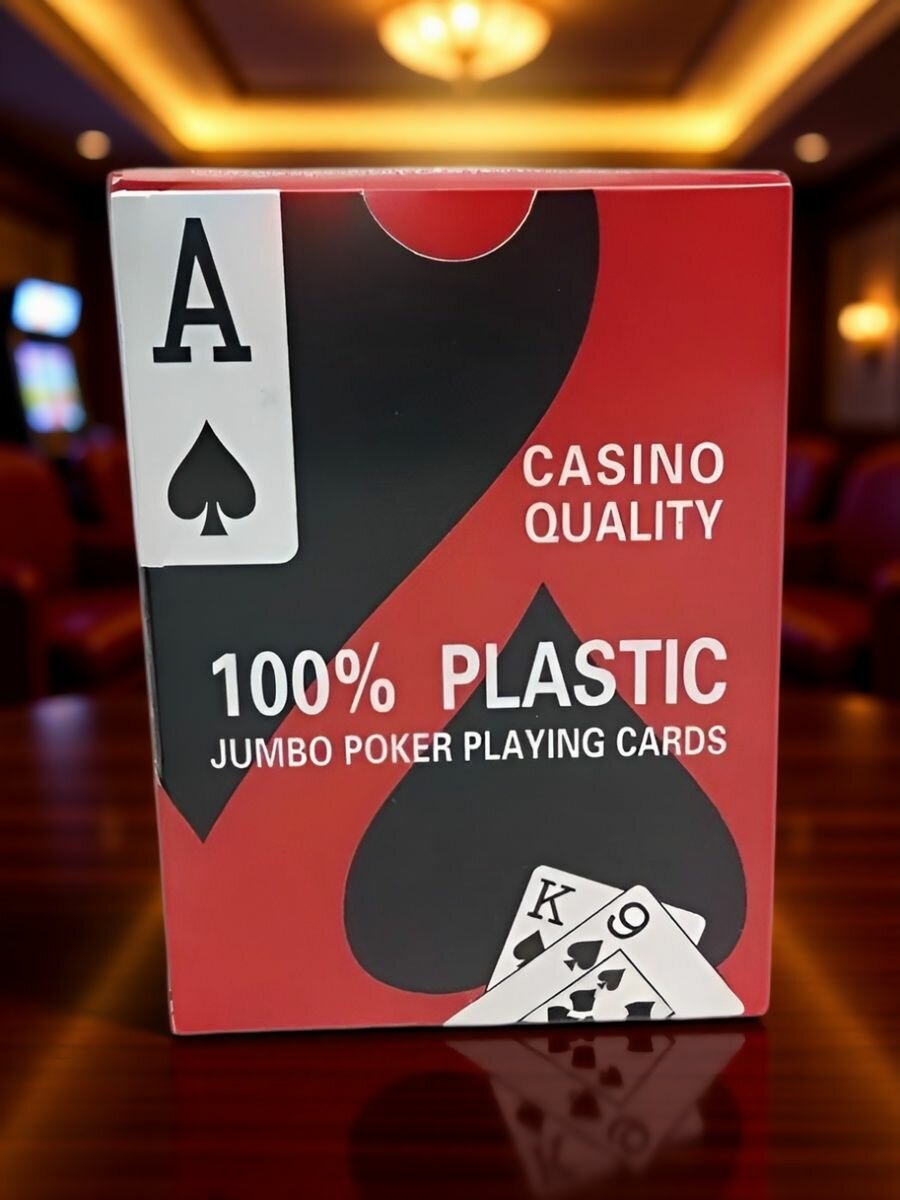 Карты пластиковые игральные; крупный индекс; 8028 красные