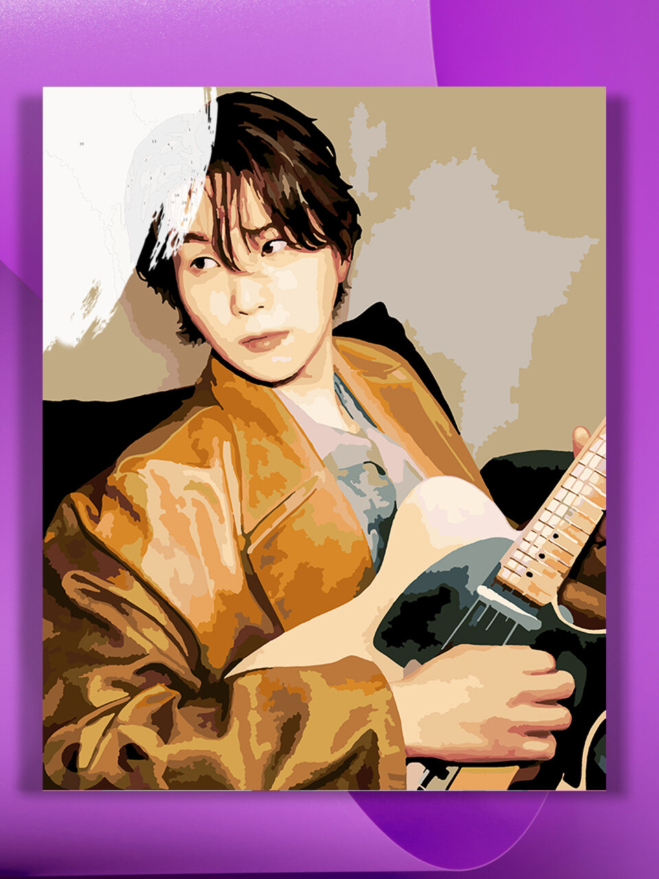 Картина по номерам на холсте BTS Юнги с гитарой, 30 х 40 см