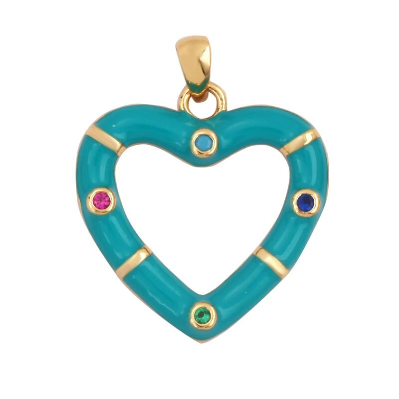 Позолоченная подвеска сердце с эмалью Turquoise L28