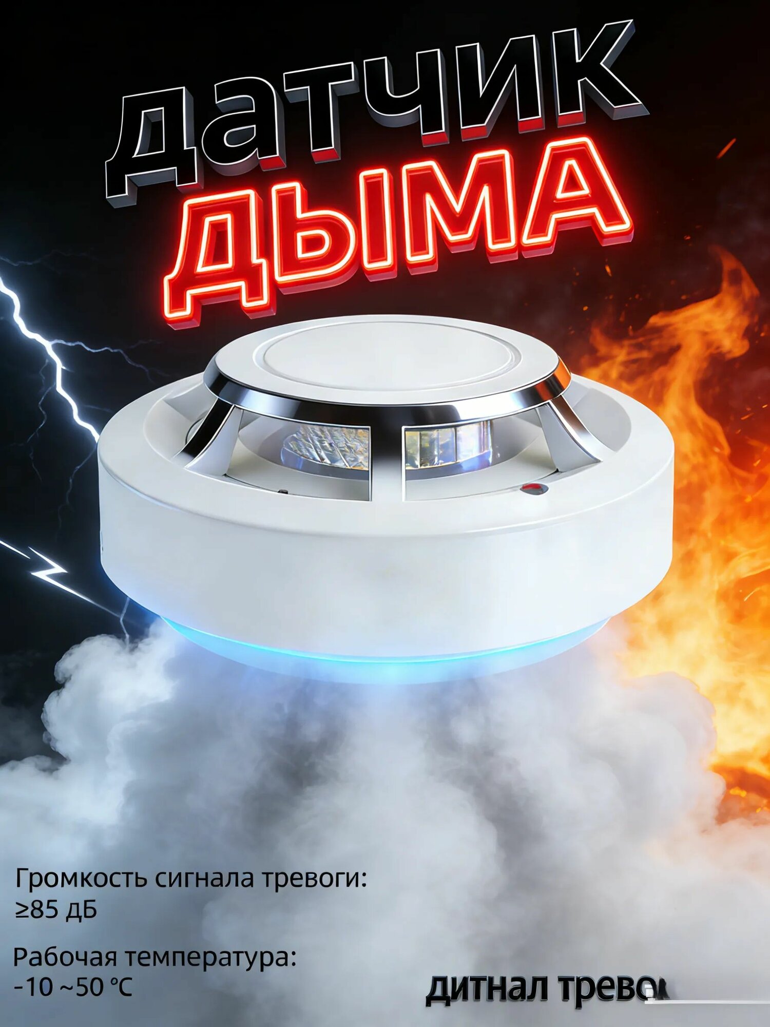 Комплект беспроводной домашней системы безопасности GEALFIS-Пожарный датчик дыма для квартир, коттеджей