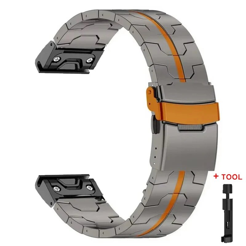 Серый титановый ремешок 26mm FancyWrist для Garmin Fenix