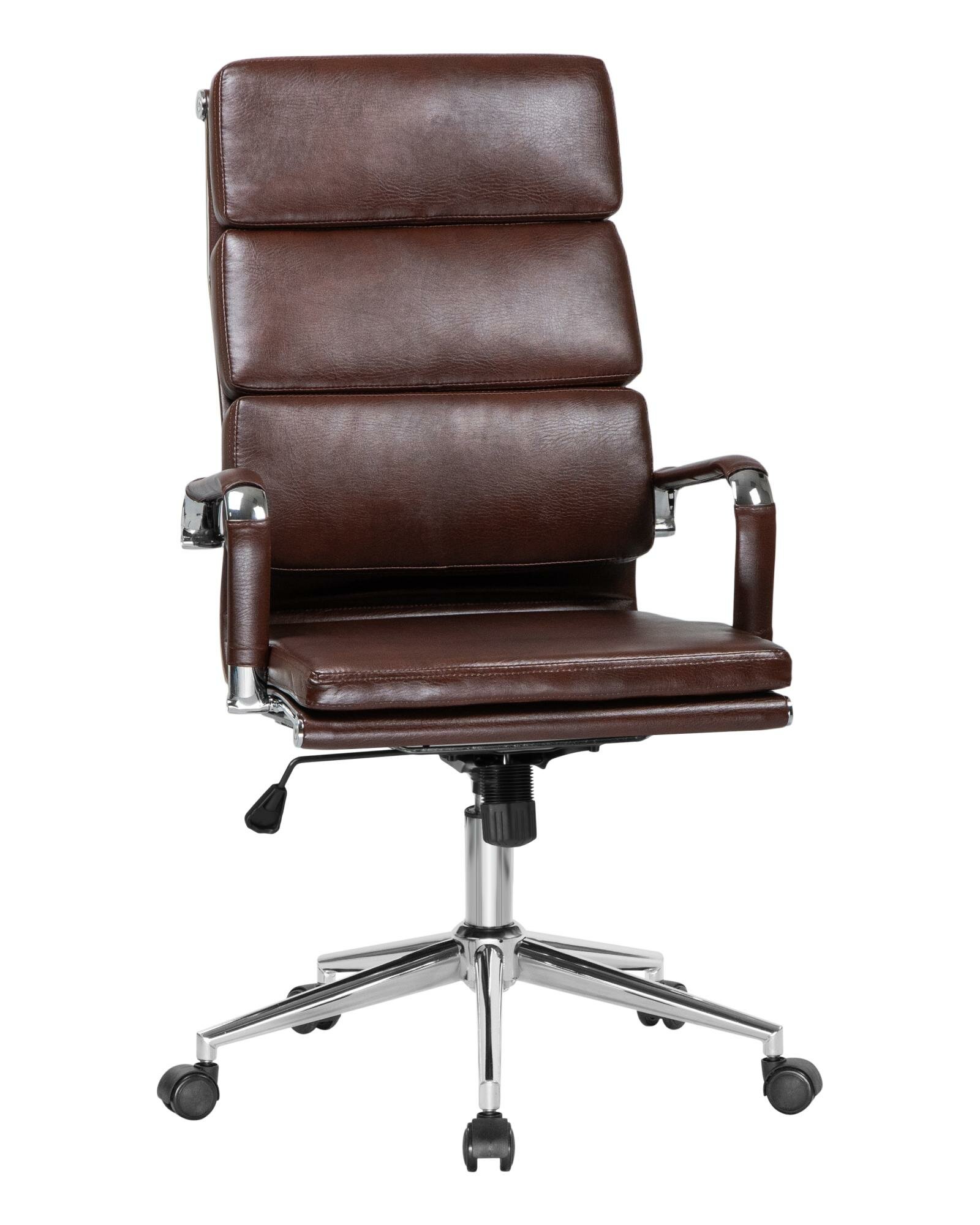 Офисное кресло для руководителей ARNOLD STOOL MARKET коричневый, экокожа и металл, мягкое сиденье, с подлокотниками