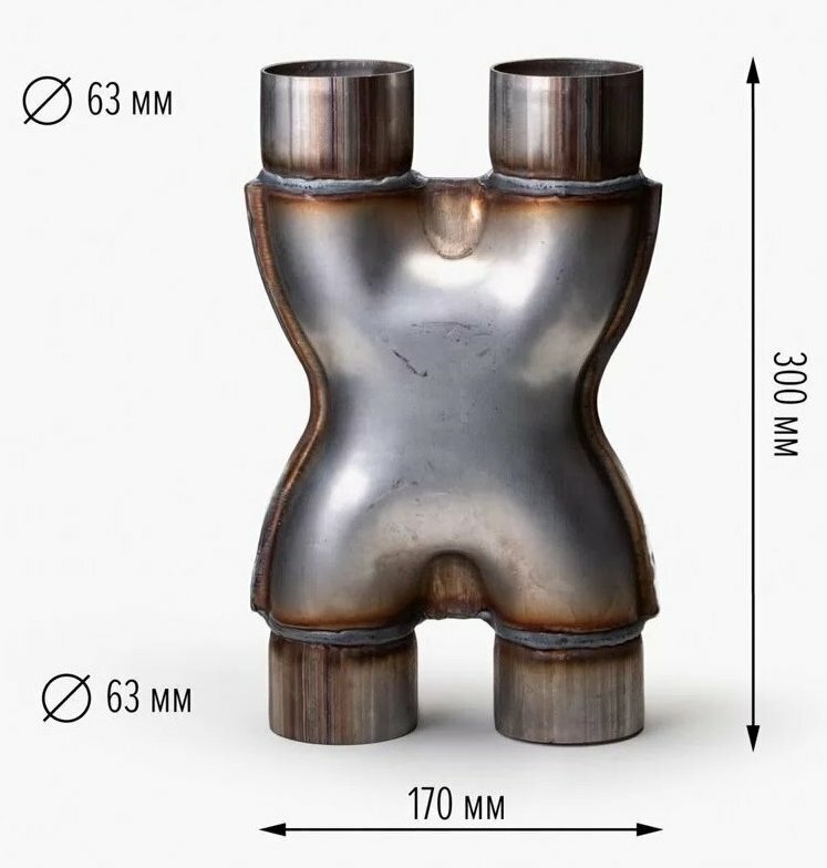 X-PIPE 63 мм из нержавейки для глушителя, разветвитель Х-пайп