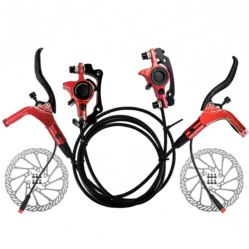 Гидравлический Тормозной Набор: Передний и Задний Комплект с Роторами 160 мм Для Безопасности и Экономии - Уникальная Регулировка Без Инструментов Легкий и Прочный Конструктив For Электровелосипедов, Скутеров и Велосипедов