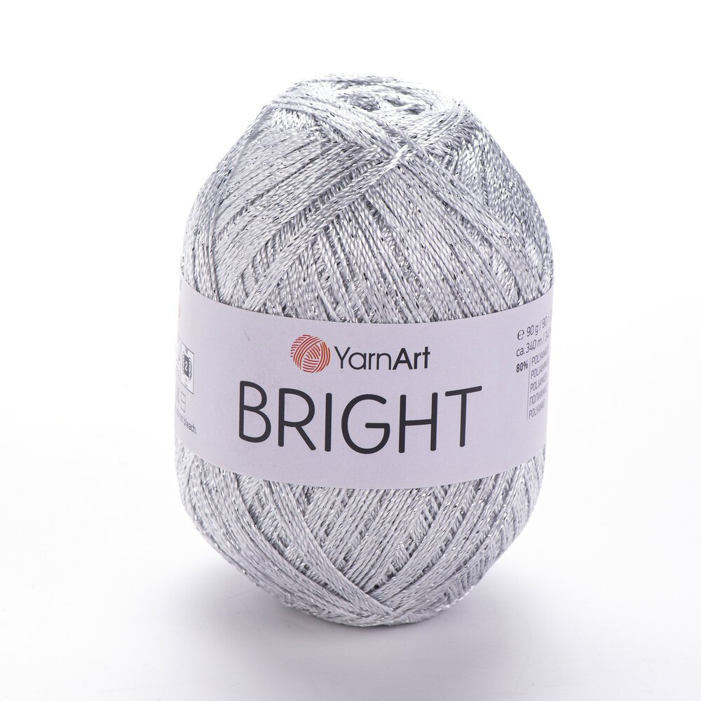 Пряжа для вязания YarnArt Bright 128 светло-серый 1 моток 90 гр/340 м 80% полиамид, 20% металлик